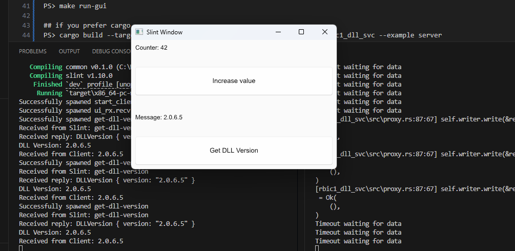 A sample project that uses slint-ui, dust_dds and third party dll C/C++ ...